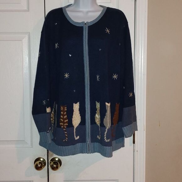 Quacker Factory | Sweaters | Thequacker Factory Vintage Navy Light Blue ...